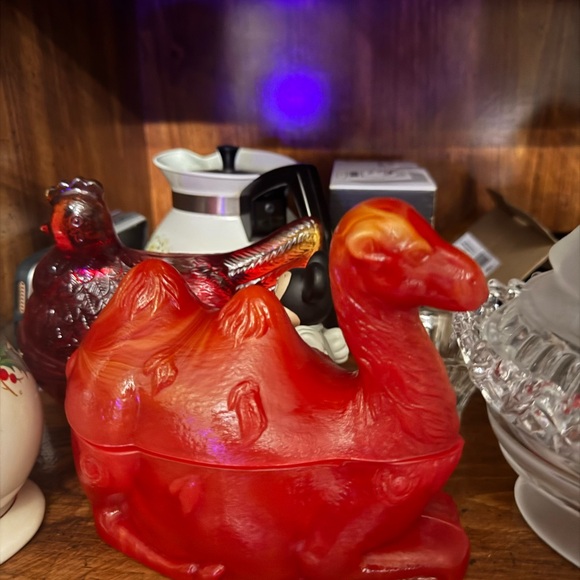 Westmoreland | Accents | Westmoreland Red Slag Glass Camel Box Big ...